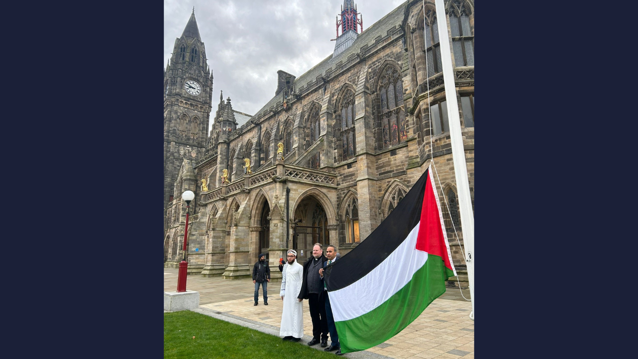 Flag of Palestine raised in Rochdale to mark international solidarity ...